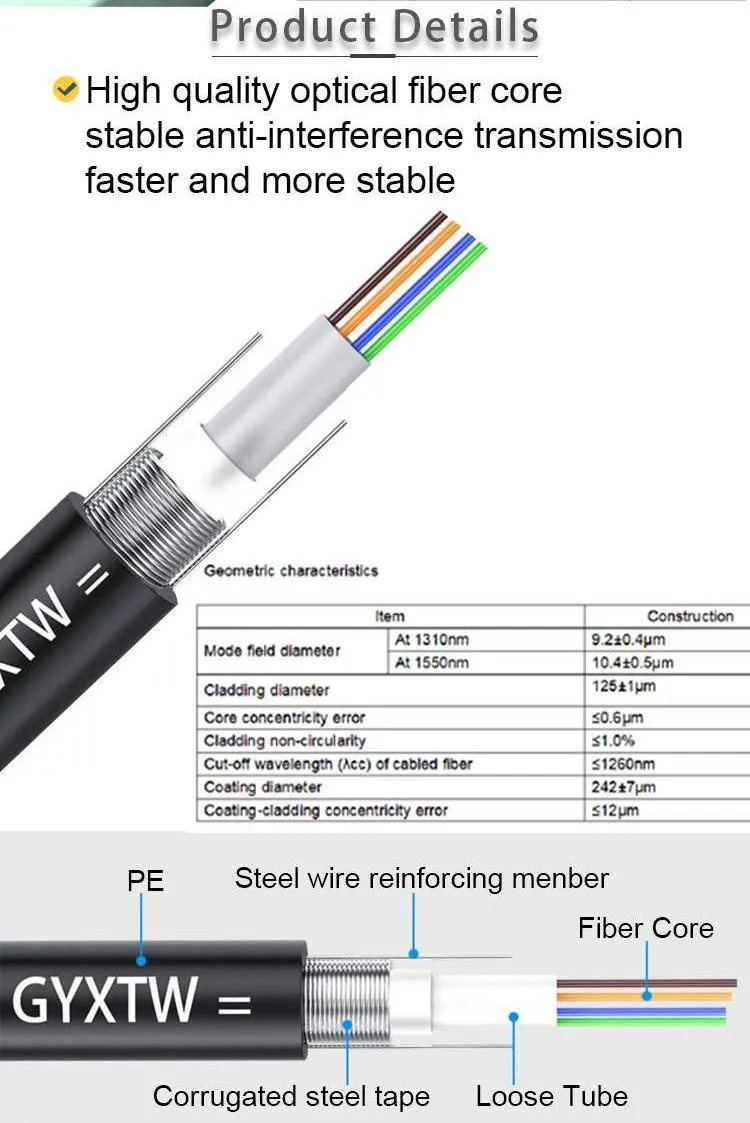 Gcabling GYXTW Outdoor 6 Core Fiber Optic Cable - Gcabling-Optical Fiber Products Supplier