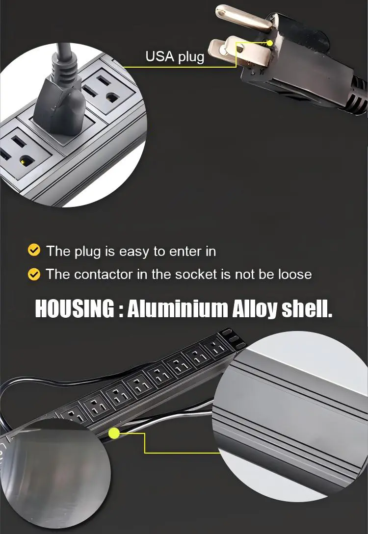 PDU 8 Port 1U USA Socket 19" 110V 15A SPD Power Distribution Unit - Gcabling-Optical Fiber ...