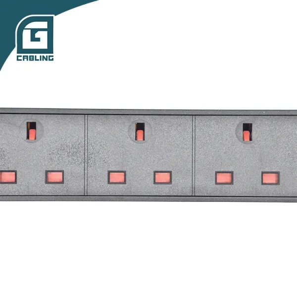 Gcabling 19" 6 Port 1U Aluminum Alloy UK Socket PDU - Gcabling-Optical ...