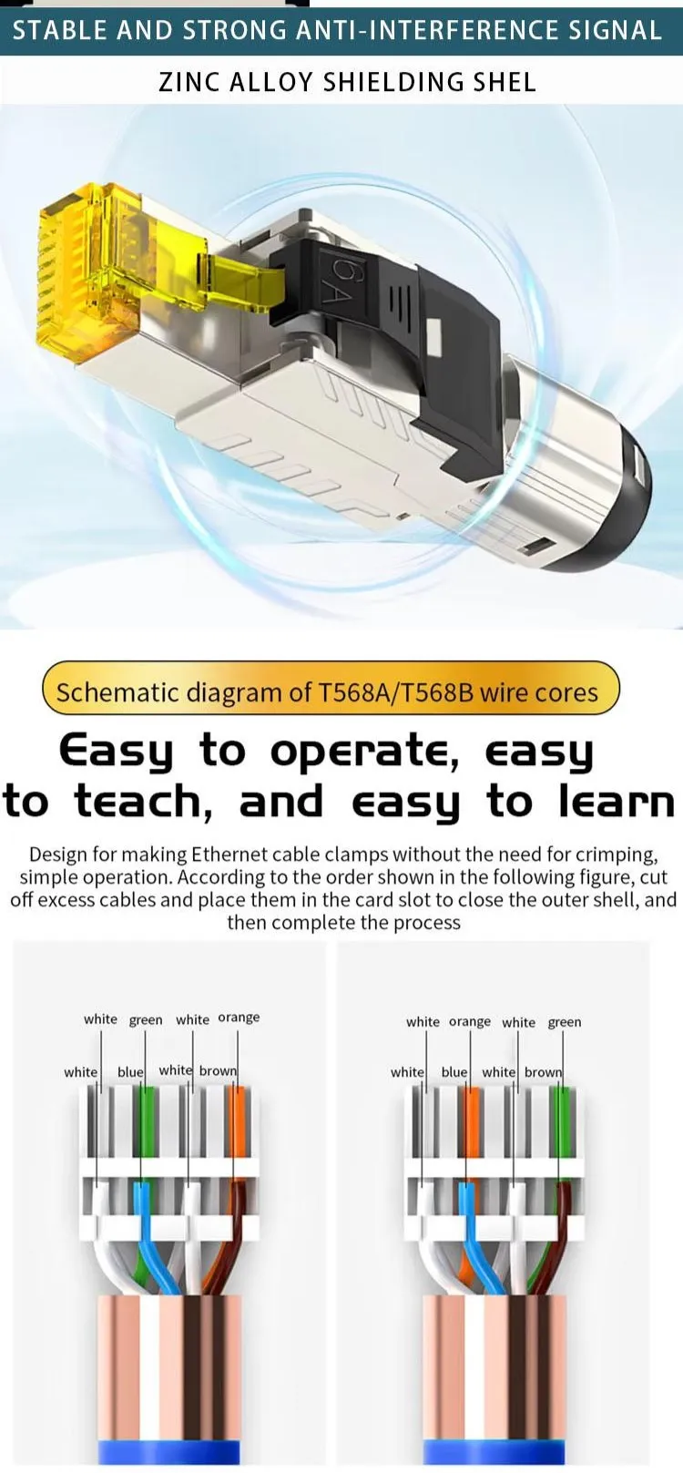 Gcabling Cat8 FTP Toolless RJ45 Connector 8P8C Shielded Network RJ45 Connector - Gcabling ...