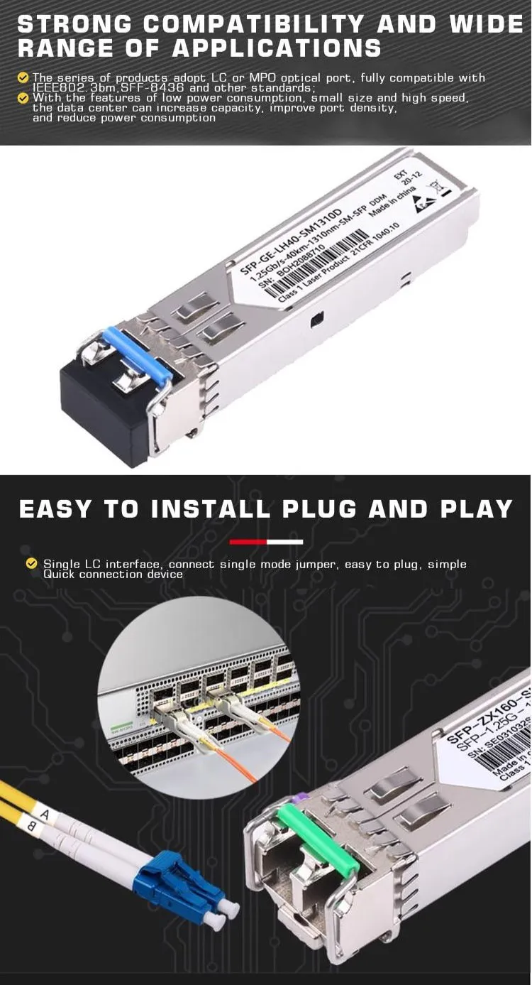 Gcabling 1.25G Fiber Transceiver Module 1310nm SM LC Duplex 2KM SFP Transceiver - Gcabling ...