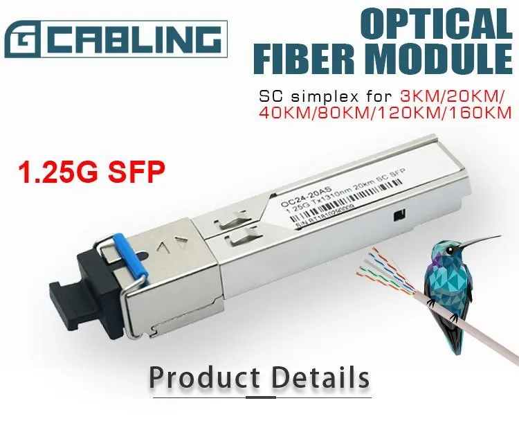 Gcabling 1.25G BIDI SFP Module Single Mode SC Simplex Fiber Optical Transceiver Module 20KM ...