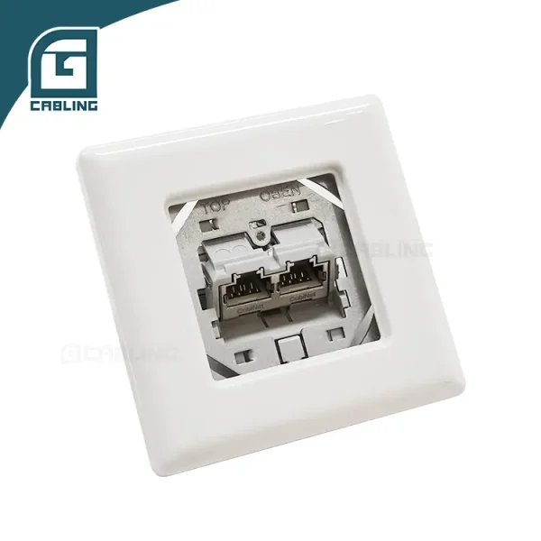 Network Face Plate 2-Port Germany Type with Cat6a Keystone Jack - Gcabling